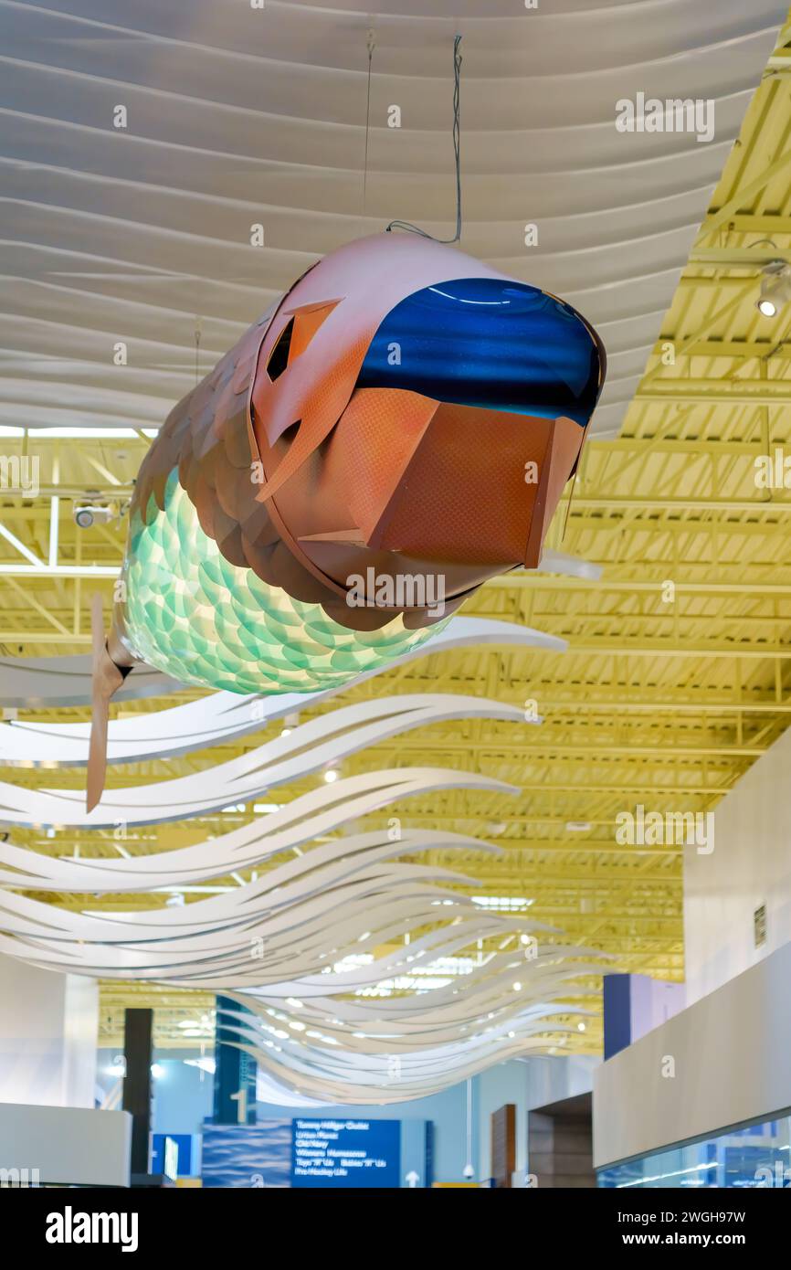 Decoration in the shape of fish hanging from the ceiling in Vaughan ...