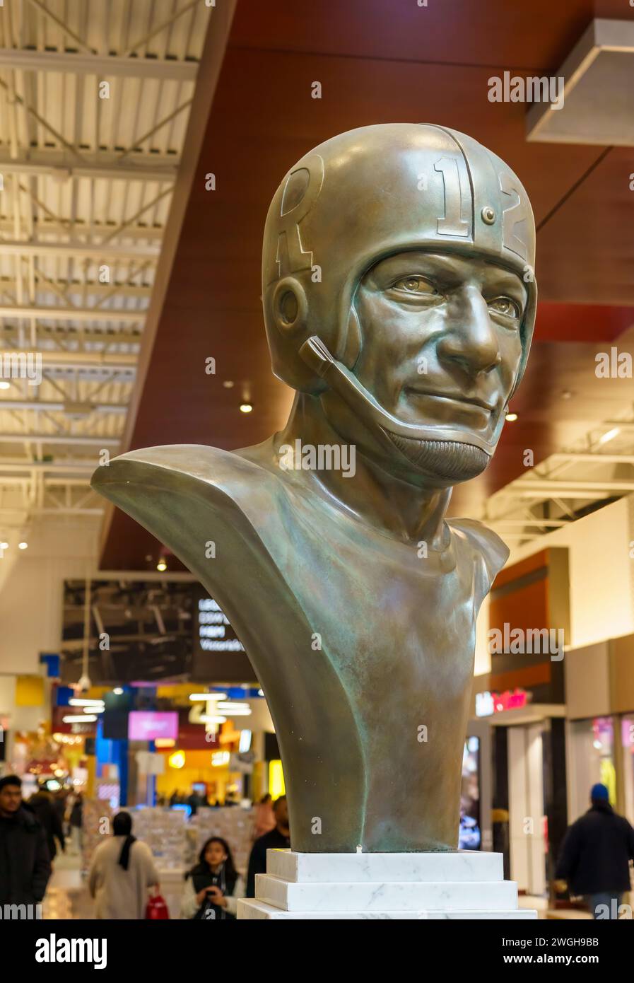Art sculpture of Russ Jackson, a football player. The piece decorates a ...