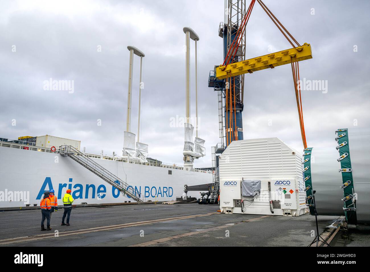 05 February 2024, Bremen: A container with the first upper stage of the ...