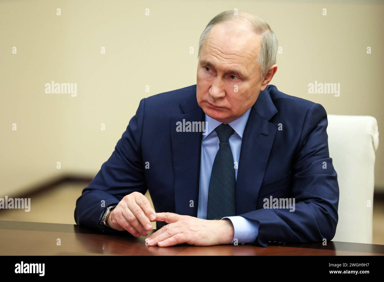 Russian President Vladimir Putin listens to Boris Kovalchuk, chairman ...