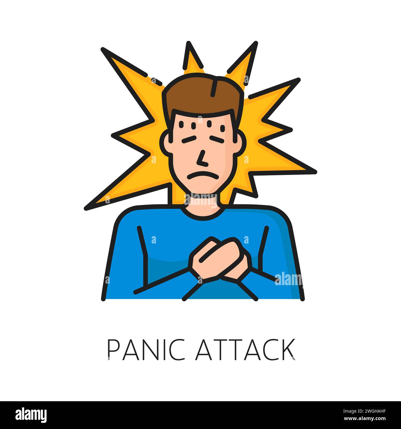 Panic attack psychological disorder problem, mental health icon ...