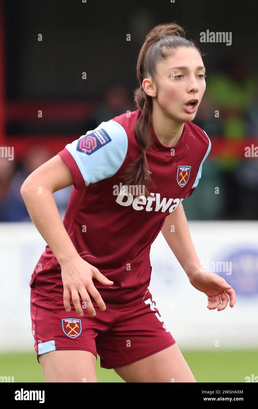 DAGENHAM, ENGLAND - FEBRUARY 04: Amber Tysiak of West Ham United WFC in ...