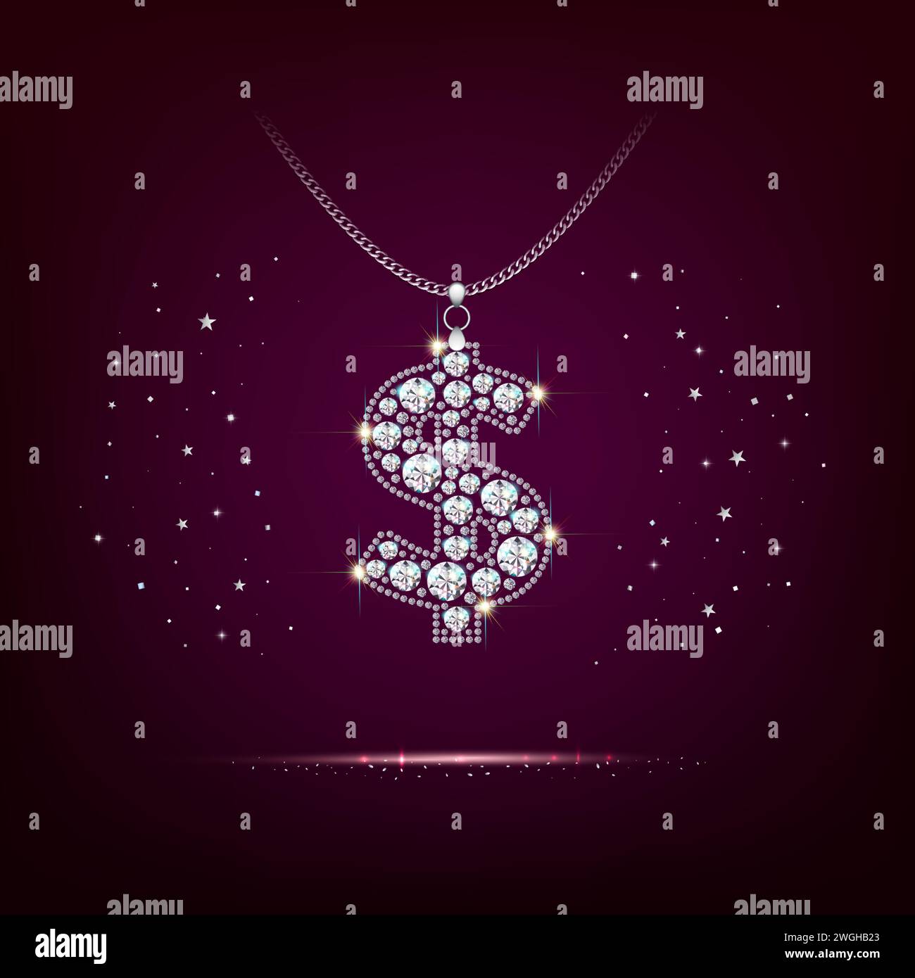 Jewelry - dollar sign with diamonds. Pendant pendant on a chain ...