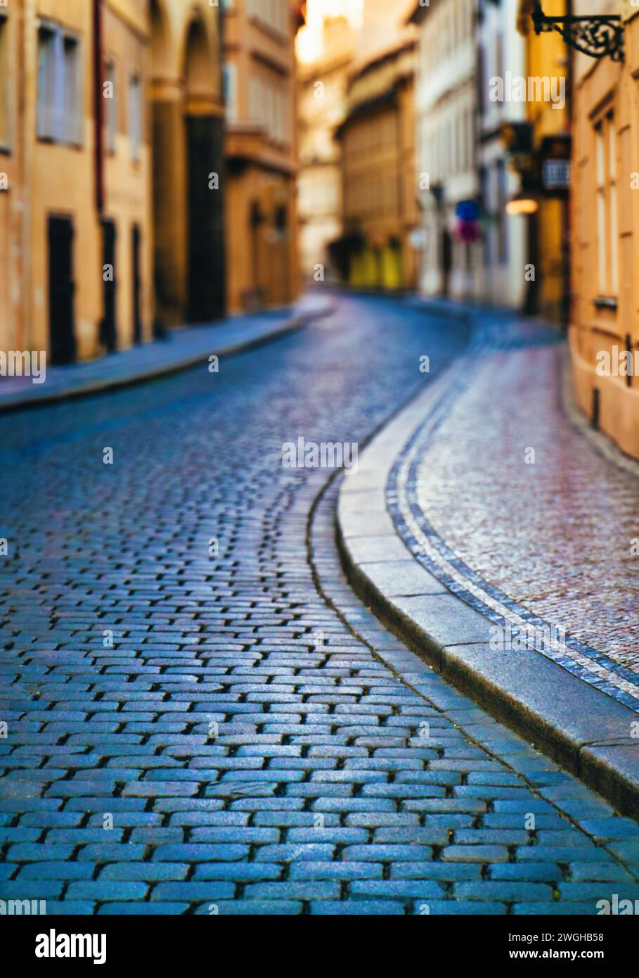 Urban Blue Alleyway Infrastructure in Downtown City Stock Photo - Alamy