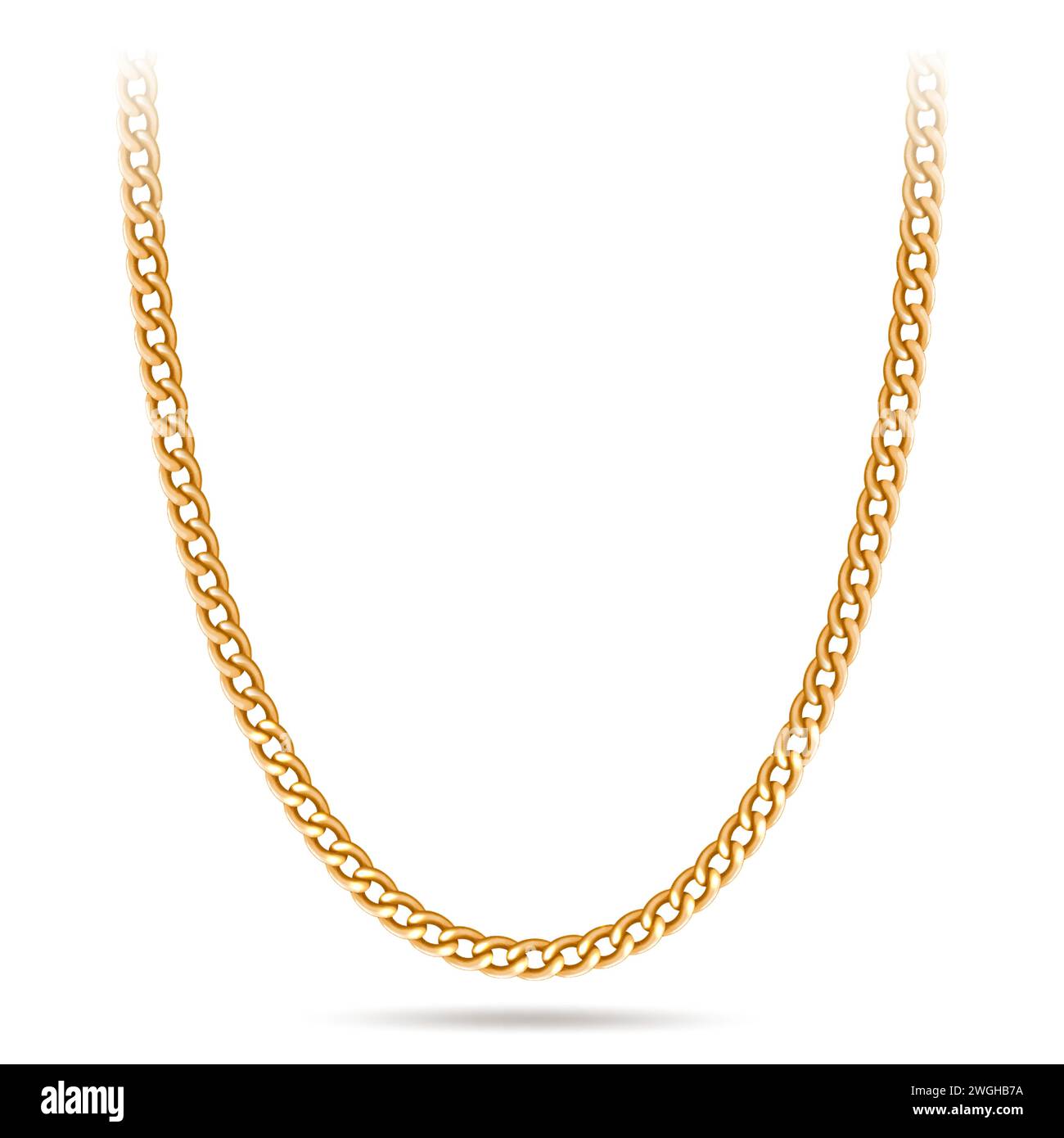 Gold chain in arc shape, banner with copy space. Isolated on white ...