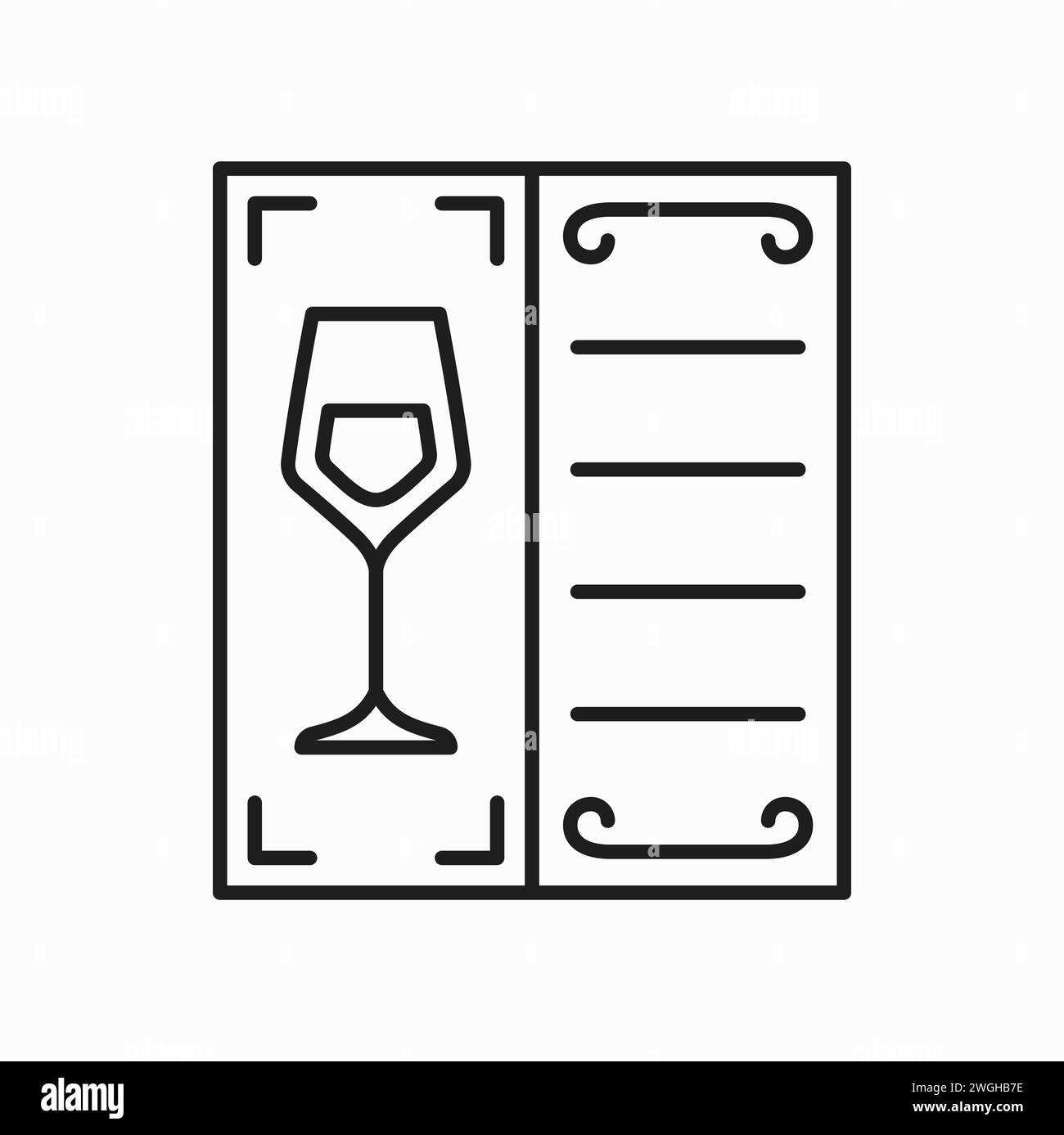 Wine tasting brochure, poster outline icon. Vector winery card ...