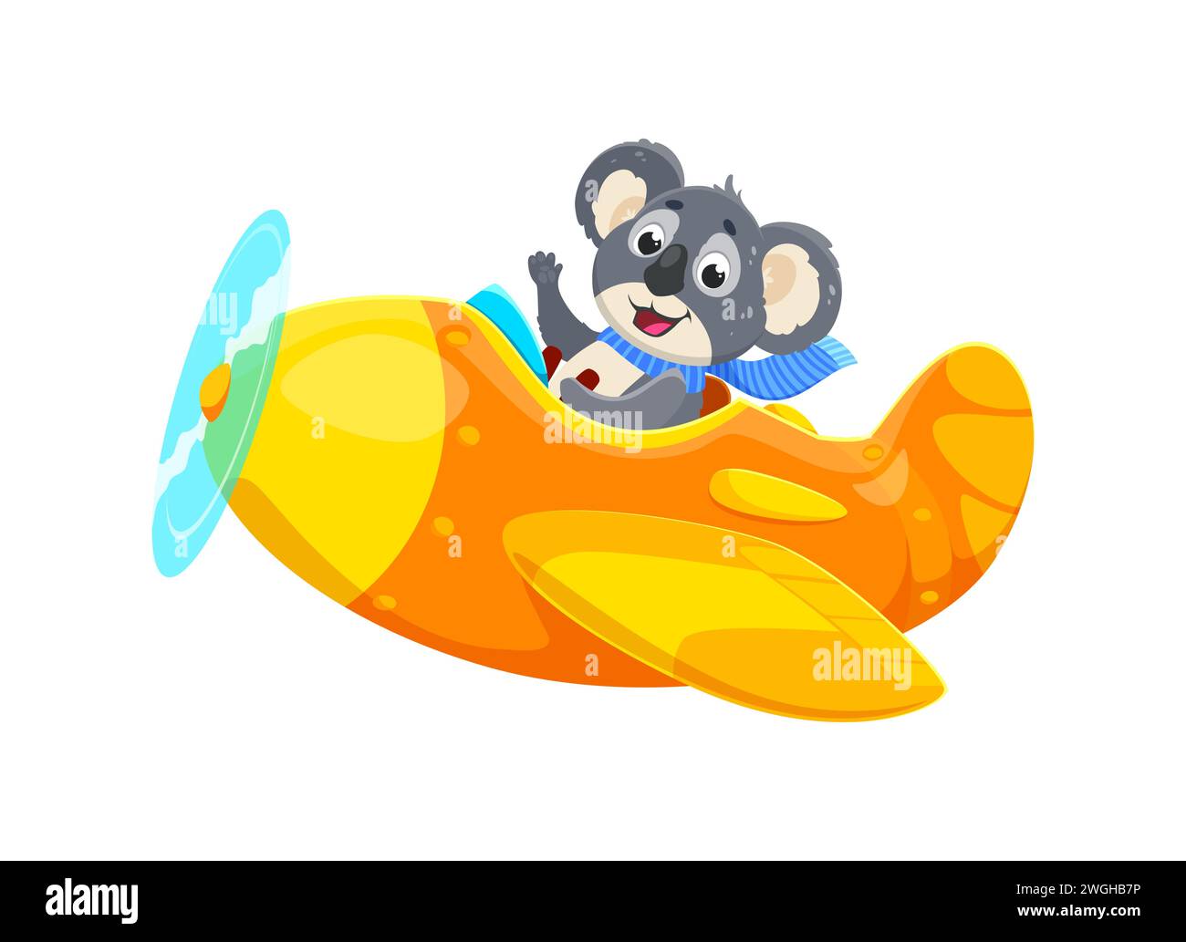 Baby animal character on plane. Cartoon animal koala kid airplane pilot ...