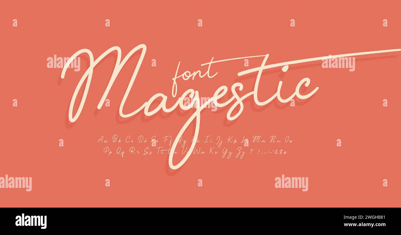 Handwritten cursive typeset, elegant calligraphic letter set, tender ...