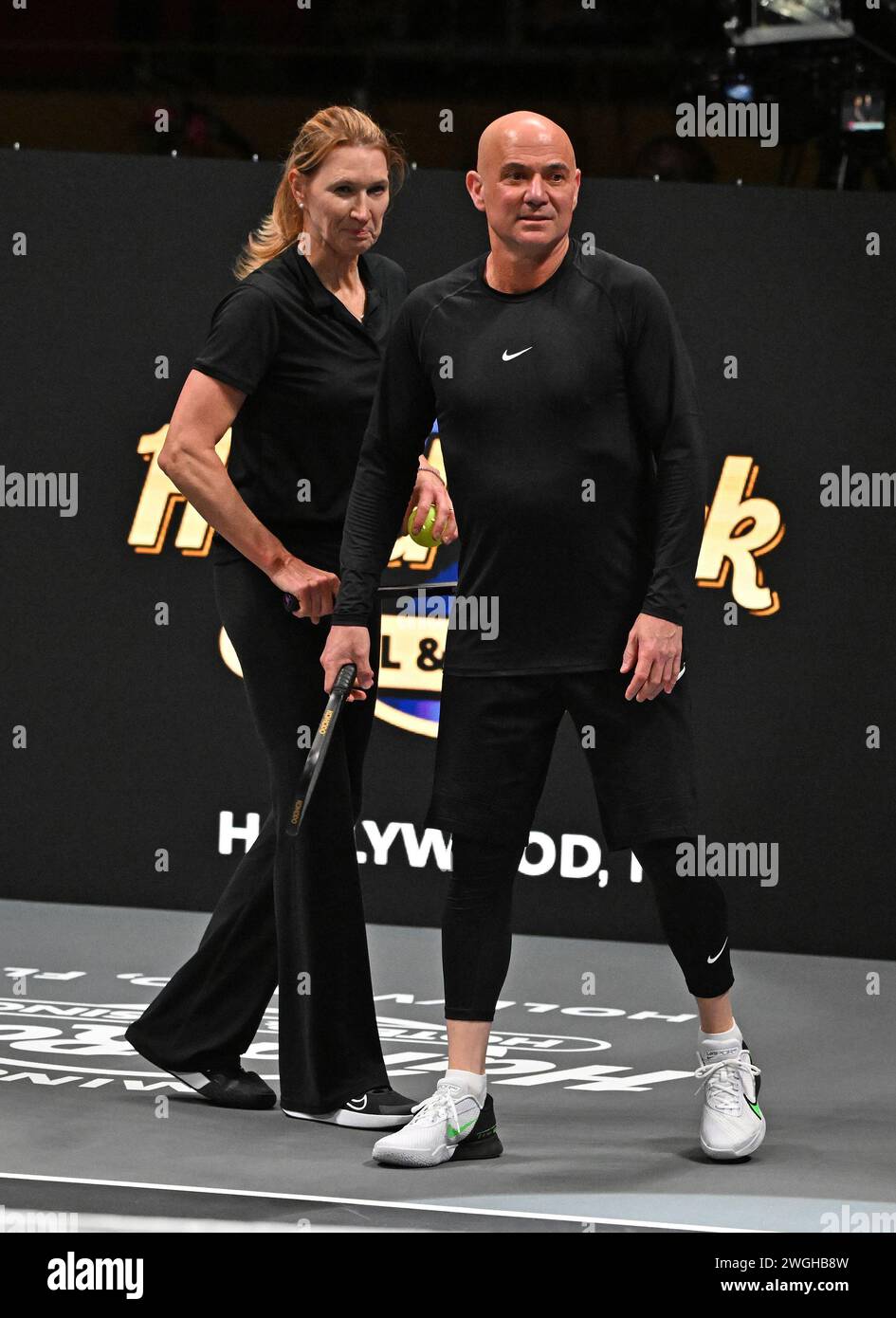 Hollywood FL, USA. 04th Feb, 2024. Andre Agassi and Steffi Graff play ...