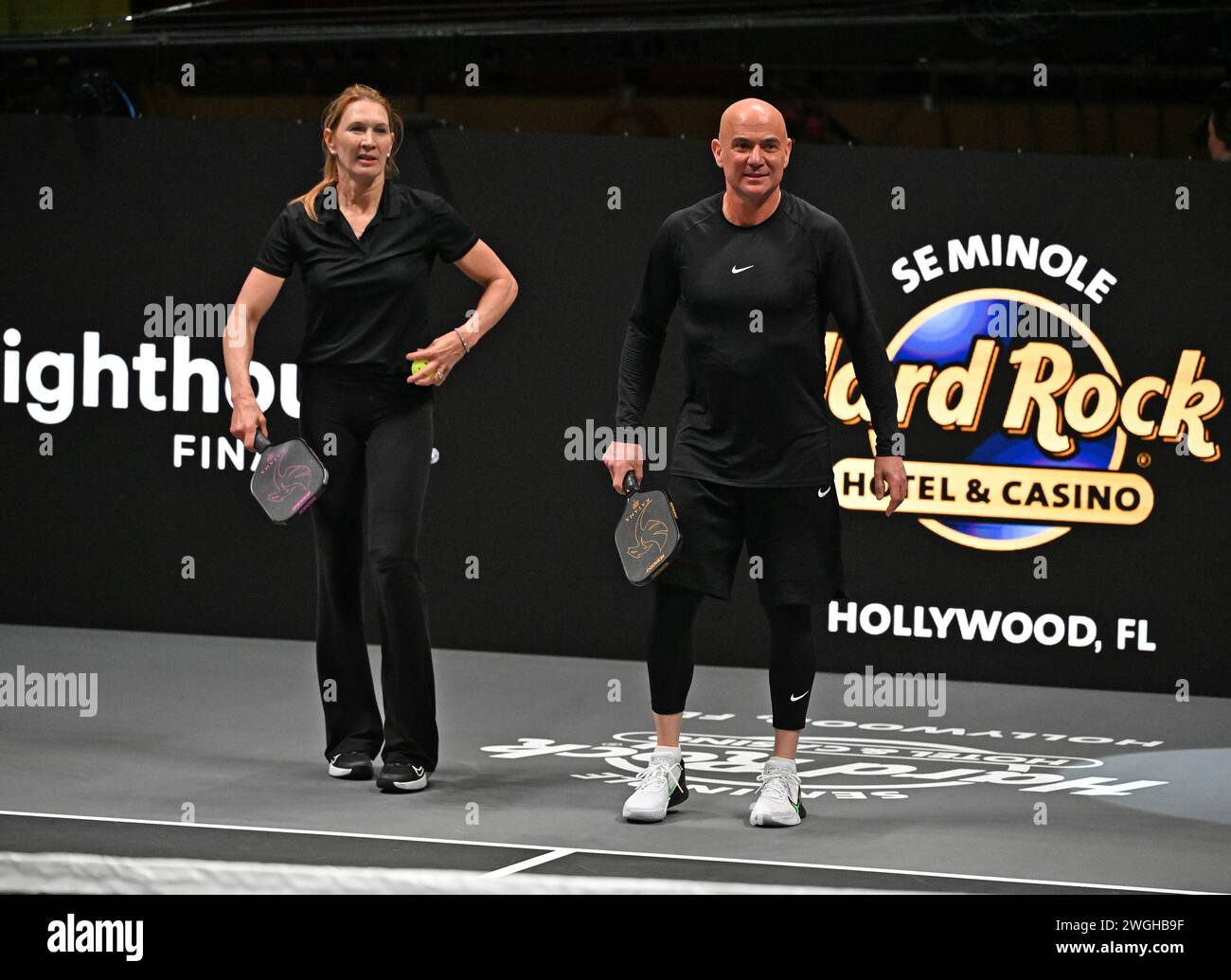 Hollywood FL, USA. 04th Feb, 2024. Andre Agassi and Steffi Graff play ...