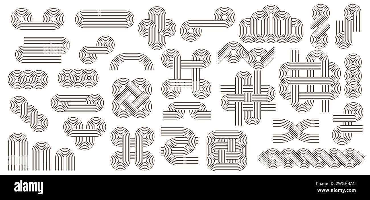 Geometric zen arch stroke line patterns, figures and shapes isolated ...