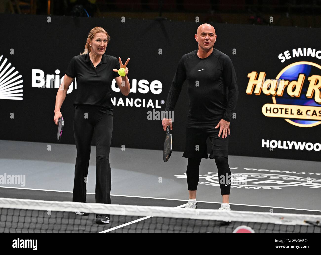 Hollywood FL, USA. 04th Feb, 2024. Andre Agassi and Steffi Graff play ...