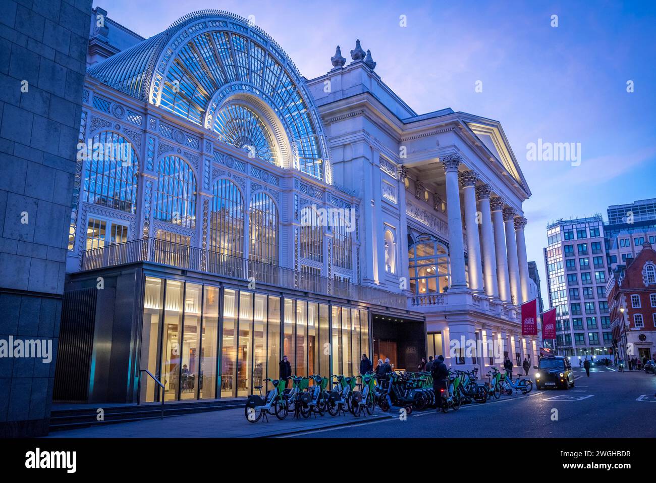 Bow Street facade of the Covent Garden Royal Opera House, London ...