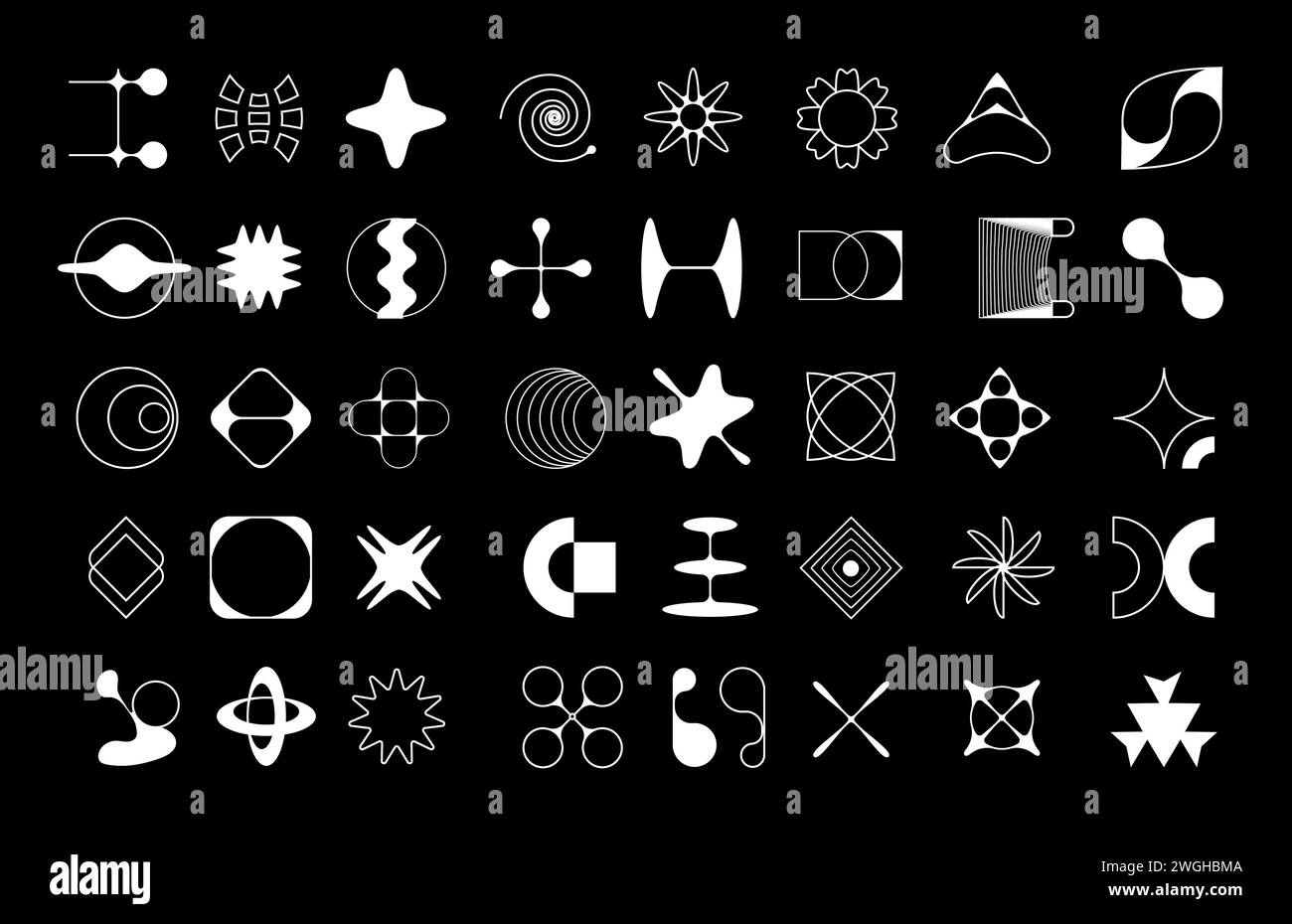 Futuristic brutalism abstract shapes and elements, geometric figures ...