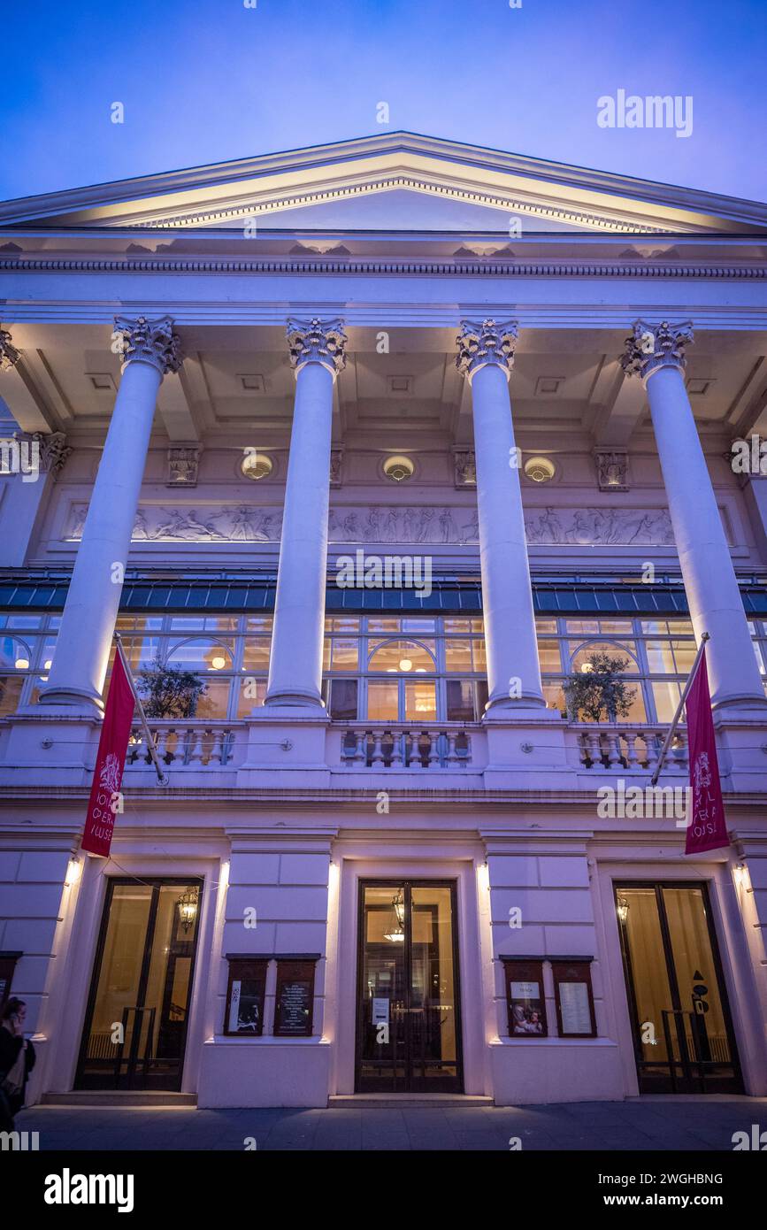 Bow Street facade of the Covent Garden Royal Opera House, London ...