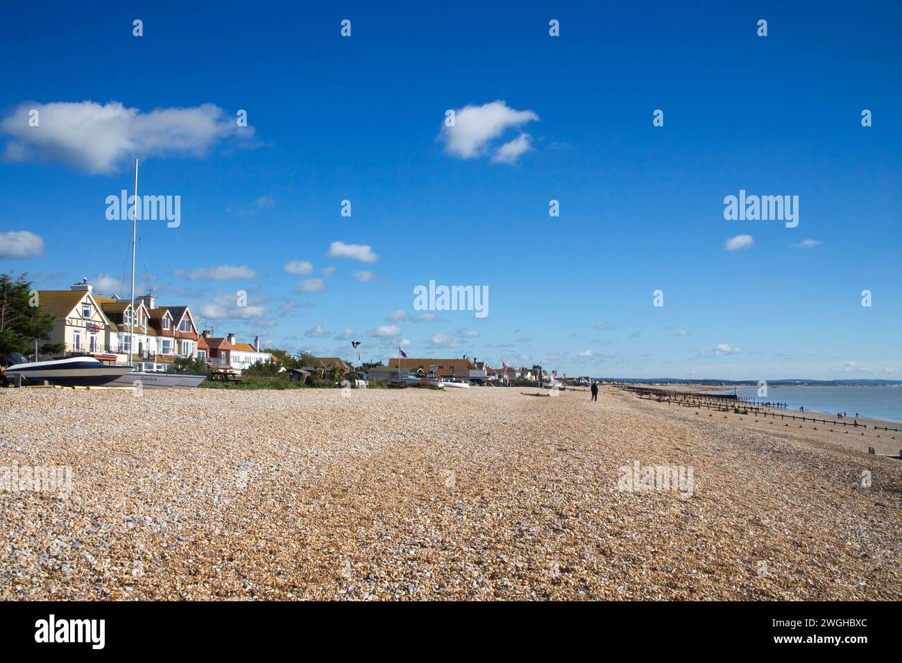 the shingle beach at Pevensey bay on the east sussex coast Stock Photo ...