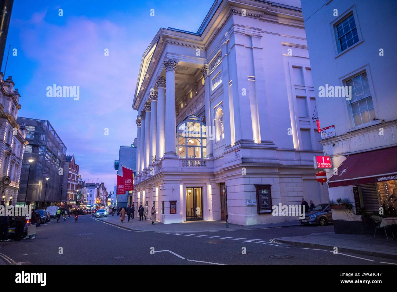 Bow Street facade of the Covent Garden Royal Opera House, London ...