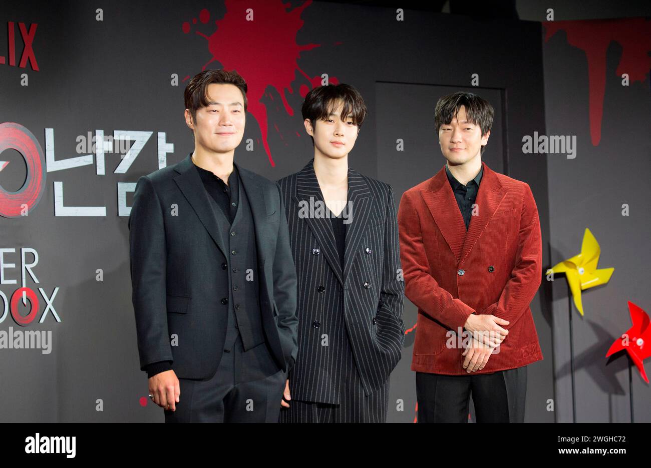 Lee Hee-Jun, Choi Woo-Sik and Sohn Seok-Koo, Feb 1, 2024 : (L-R) Actors ...