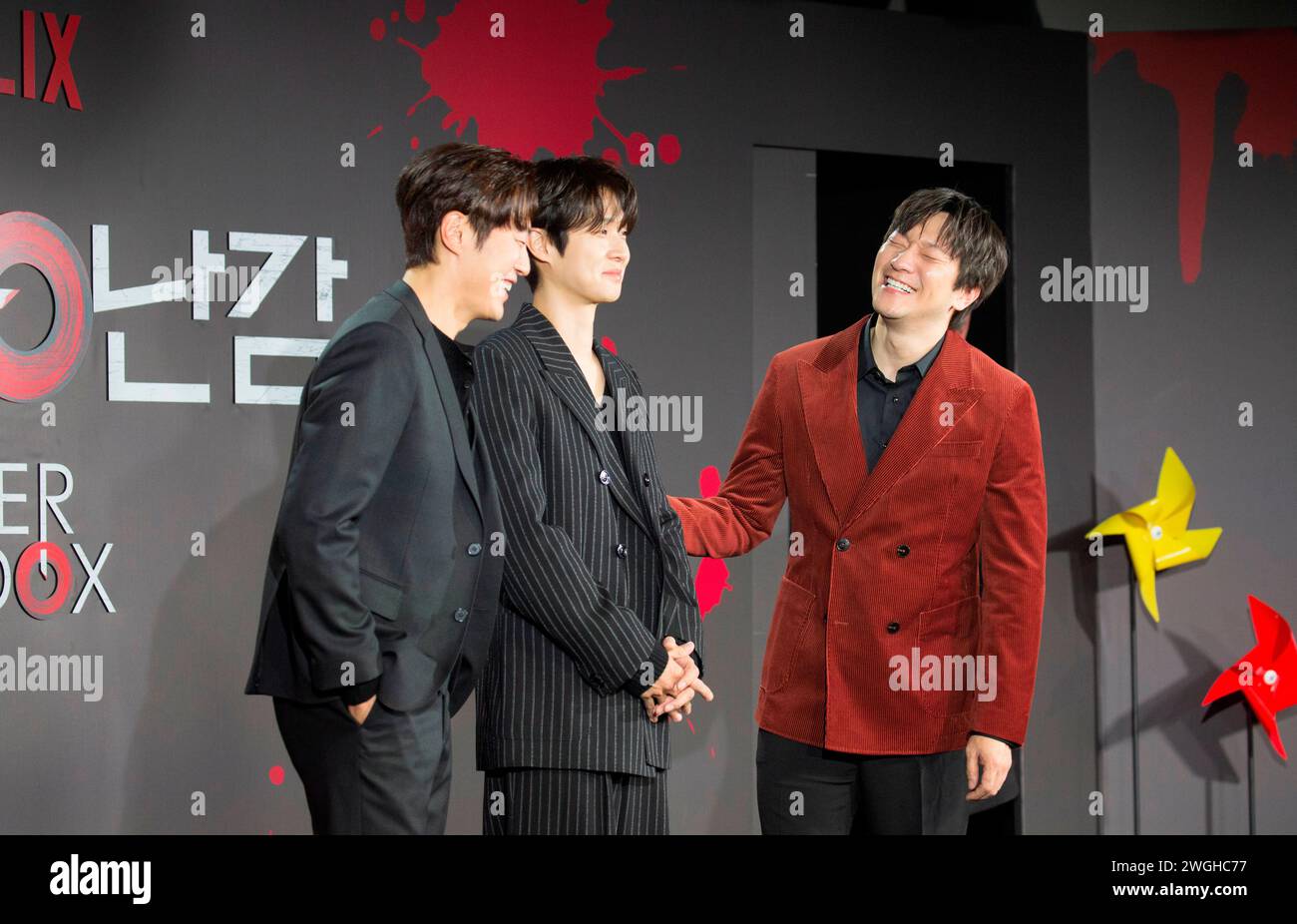 Lee Hee-Jun, Choi Woo-Sik and Sohn Seok-Koo, Feb 1, 2024 : (L-R) Actors ...