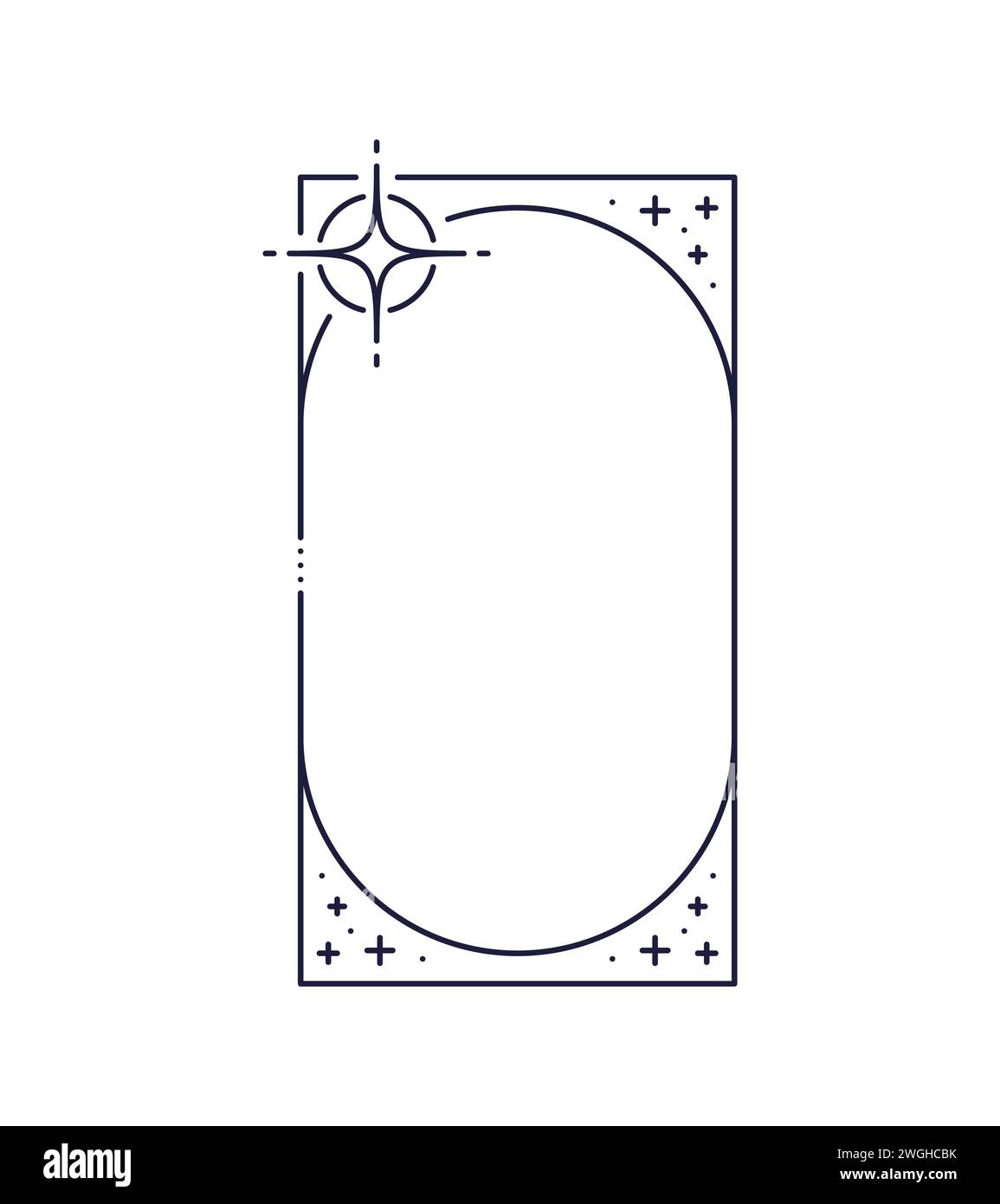 Minimal line rectangle frame with round borders, star twinkles ...