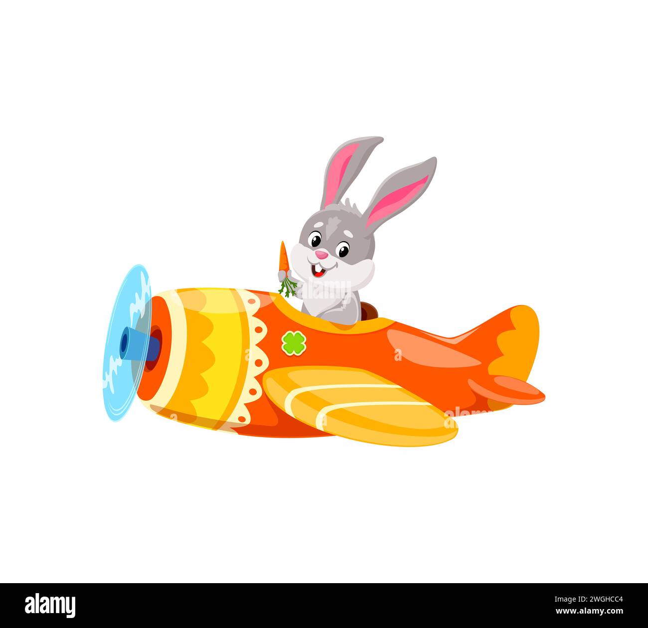 Cartoon baby bunny animal character on plane. Animal kid airplane pilot ...