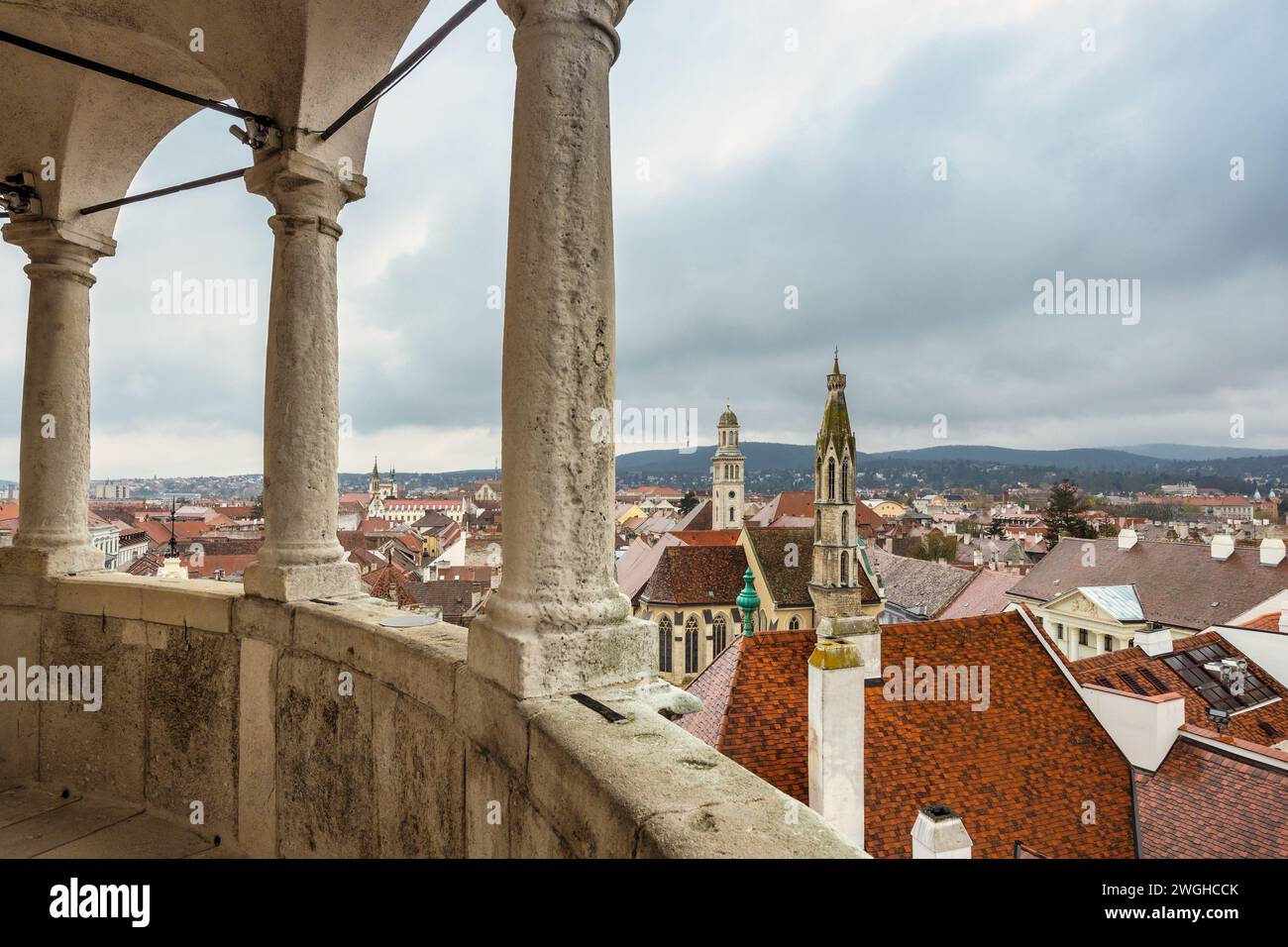 Sopron town, top view from the Firewatch Tower, Hungary, Europe Stock ...