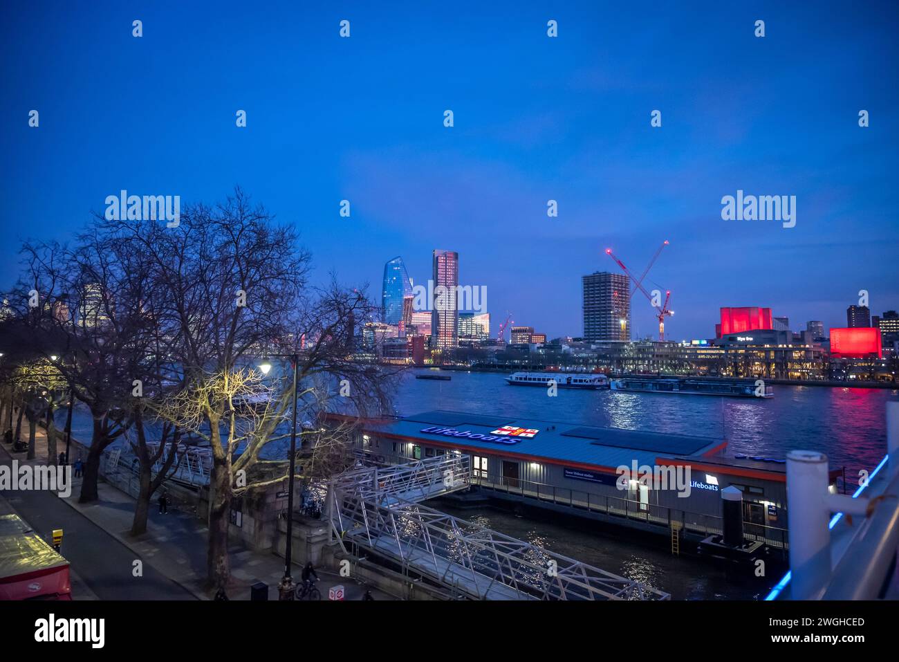 View of the Thames and south bank building, London, England, UK Stock ...