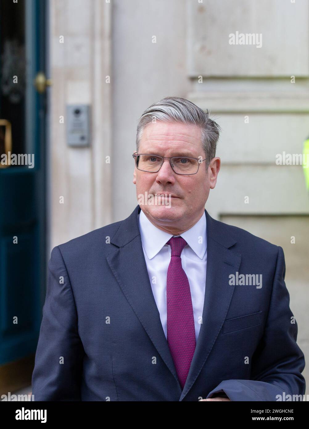 London, UK. 5th Feb, 2024. Sir Keir Starmer Leader of the Labour Party with john Healey leaves ...