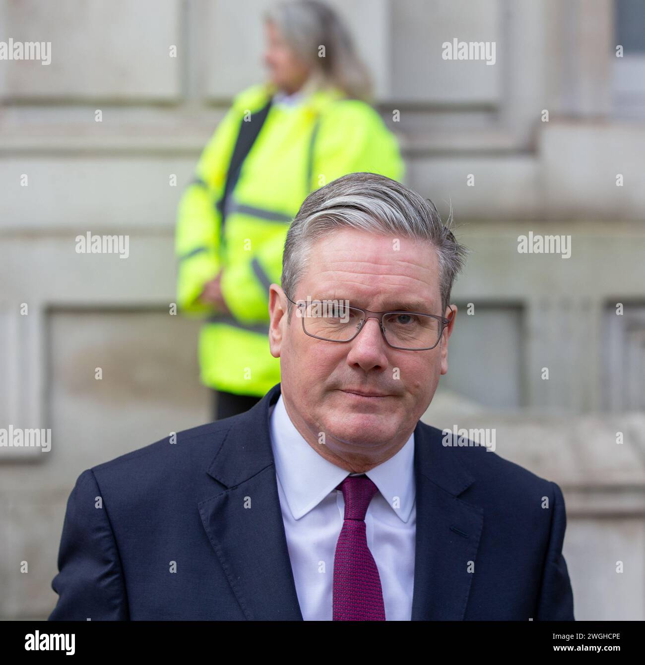 London, UK. 5th Feb, 2024. Sir Keir Starmer Leader of the Labour Party with john Healey leaves ...