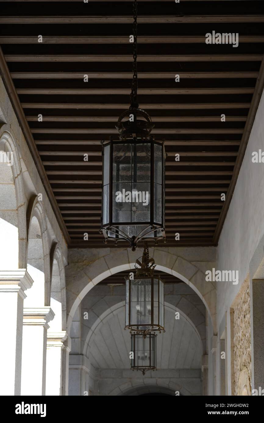 Large ceiling lamps in porch, Segovia, Spain Stock Photo - Alamy