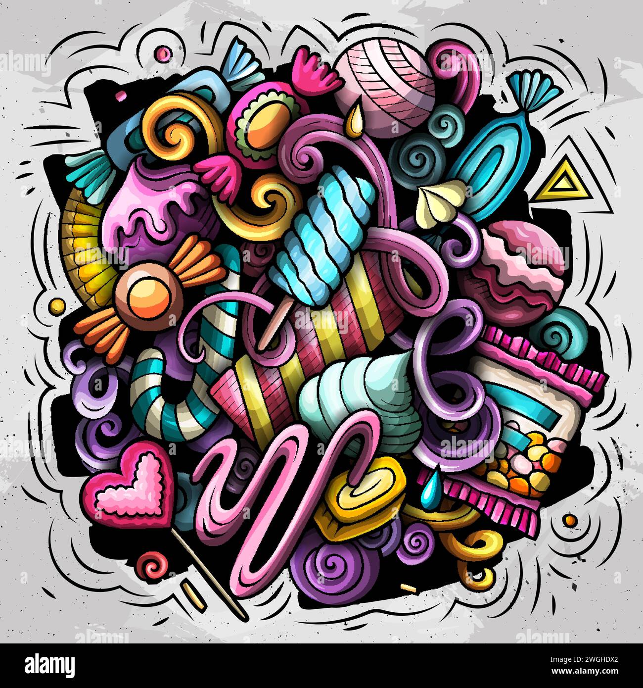 Candies cartoon vector doodles illustration. Sweet food design ...