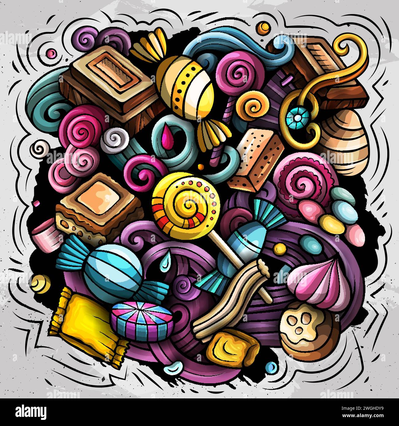 Candies cartoon vector doodles illustration. Sweet food design ...