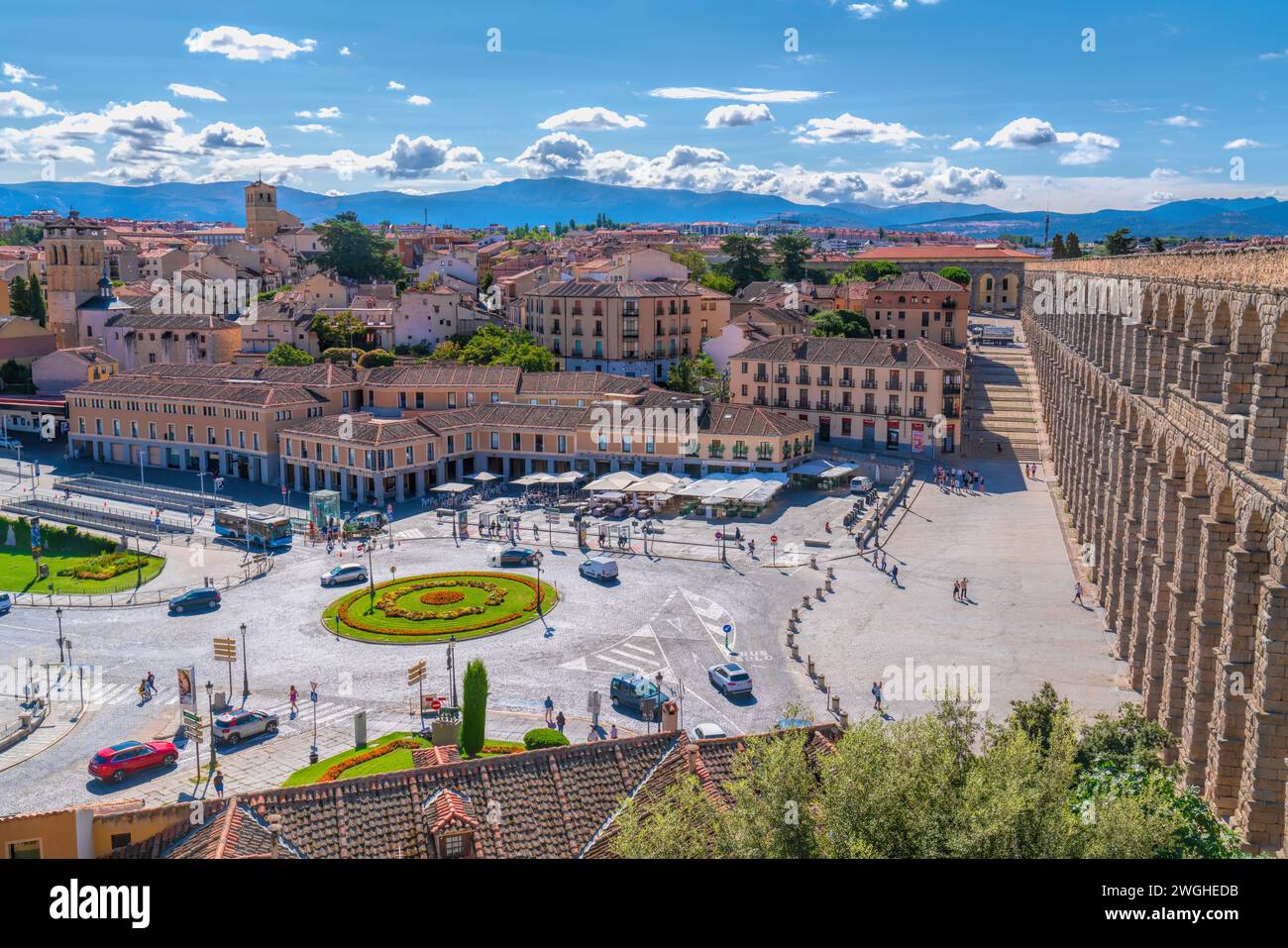 Segovia aqueduct and town Spain Roman historic building and spanish ...