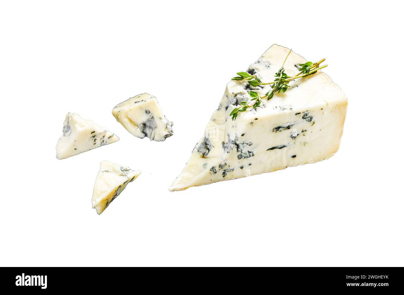 Triangle of blue cheese Isolated on white background. Top view Stock ...