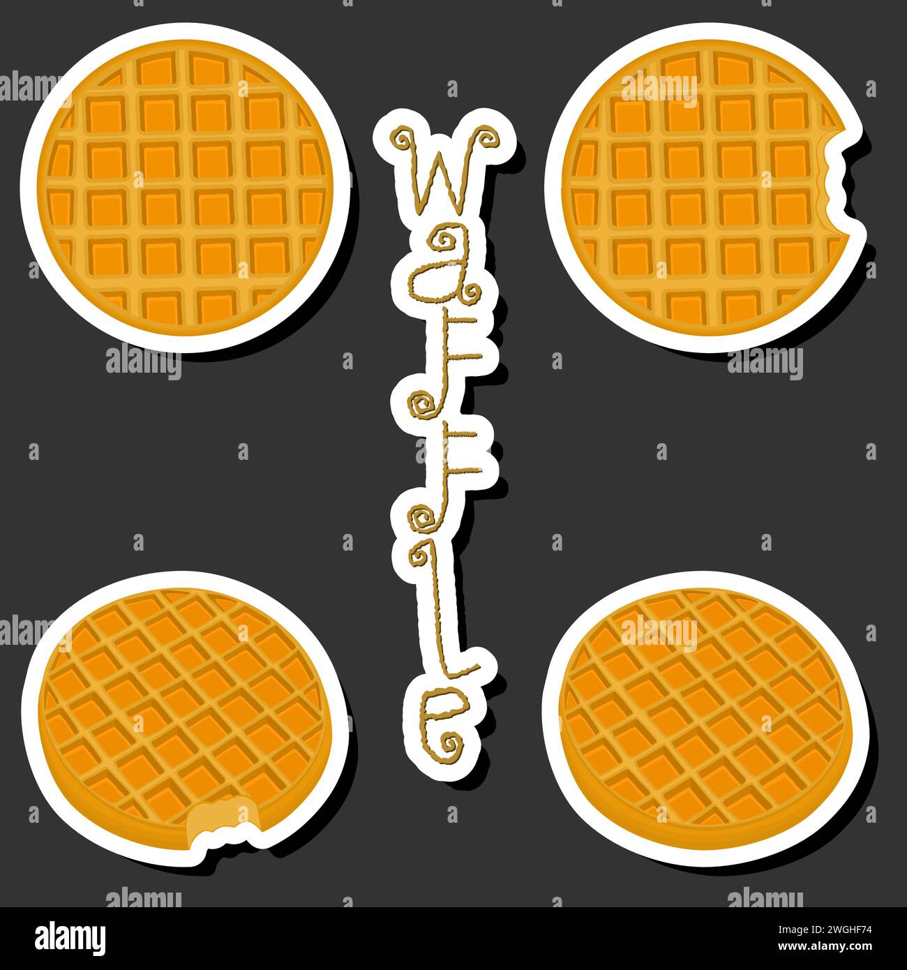 Illustration on theme big kit different types biscuit waffle with cell ...