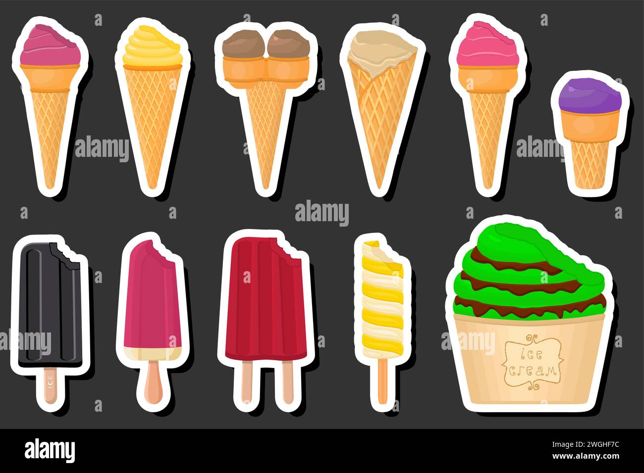 Illustration on theme big kit ice cream popsicle different types in ...