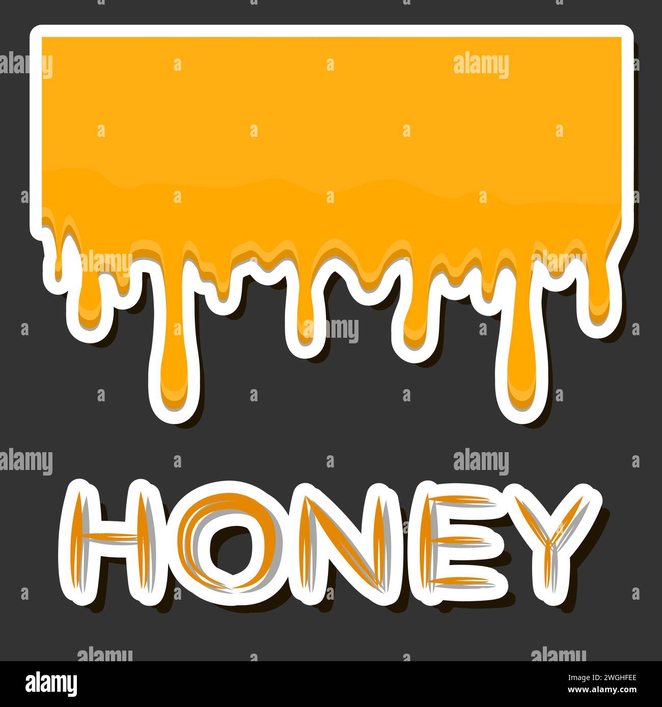Drop of bee honey drip from hexagonal honeycombs filled with golden ...