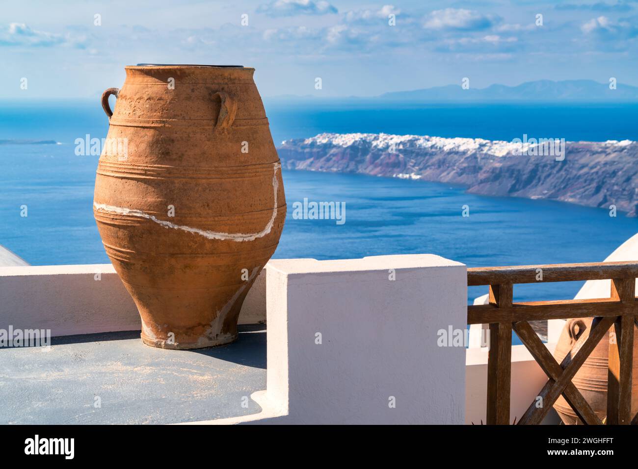 Greek amphora in Santorini landscape Stock Photo - Alamy