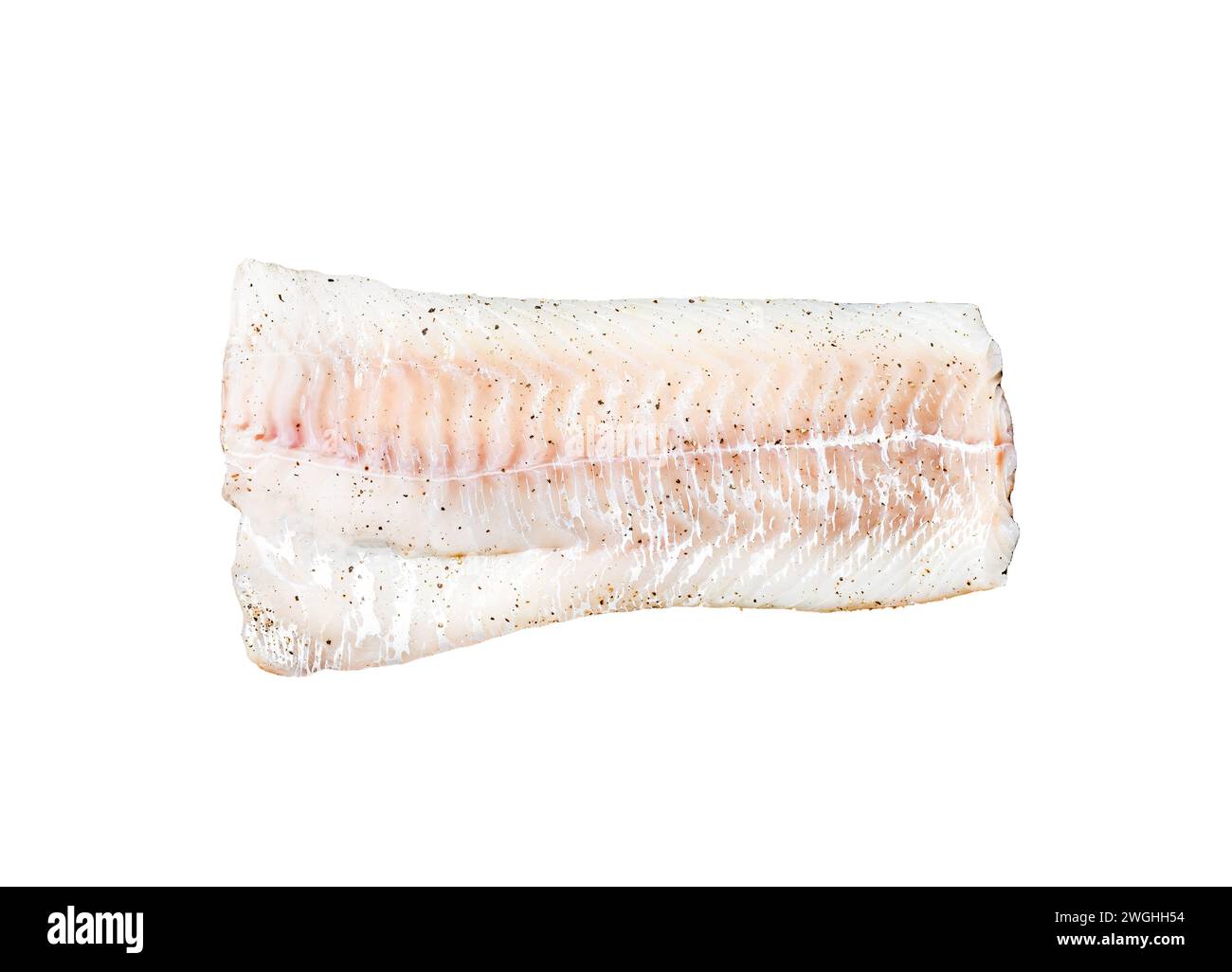 Raw cod fillet Isolated on white background. Top view Stock Photo - Alamy