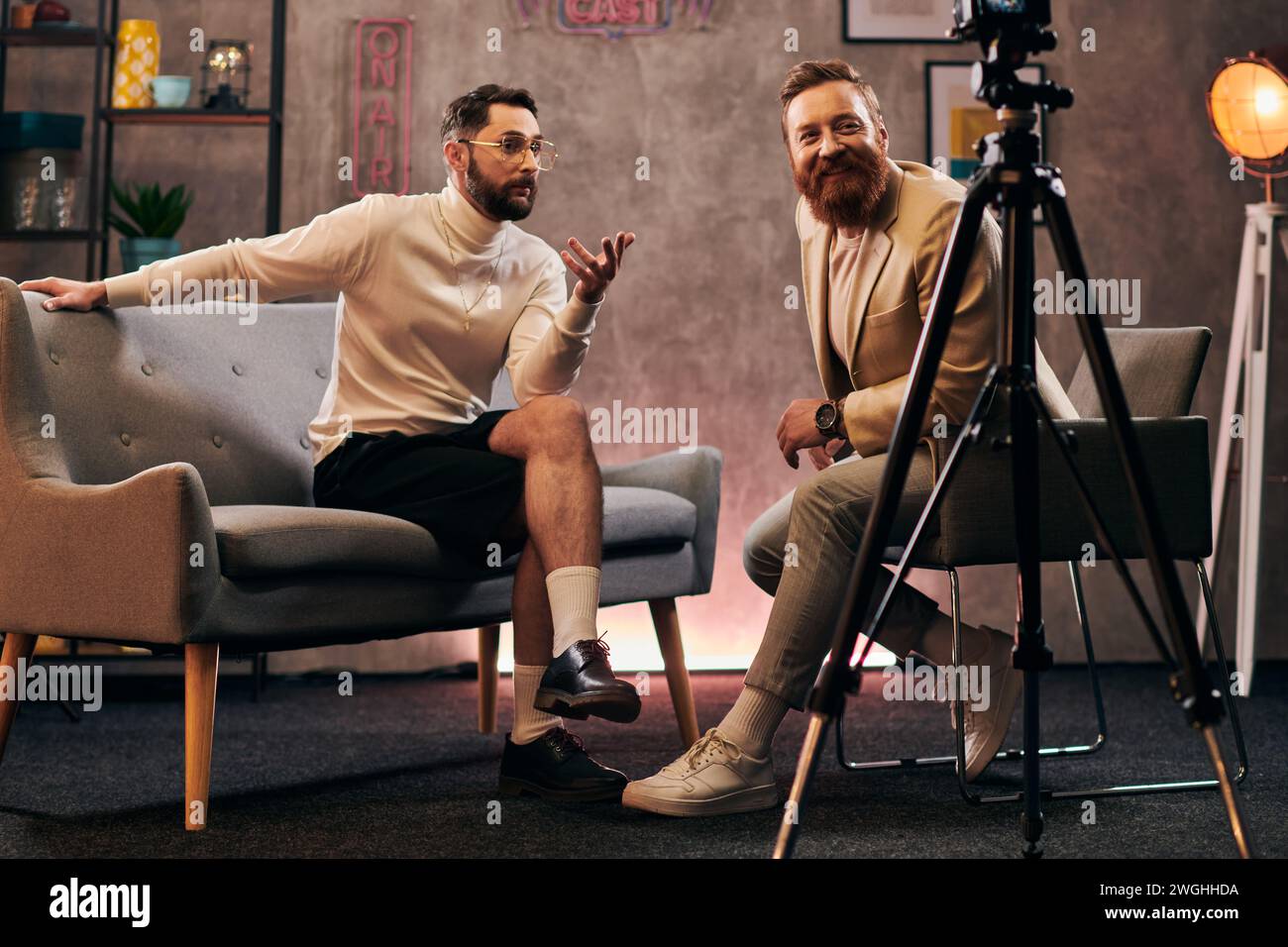 Broadcast interview couch hi-res stock photography and images - Alamy