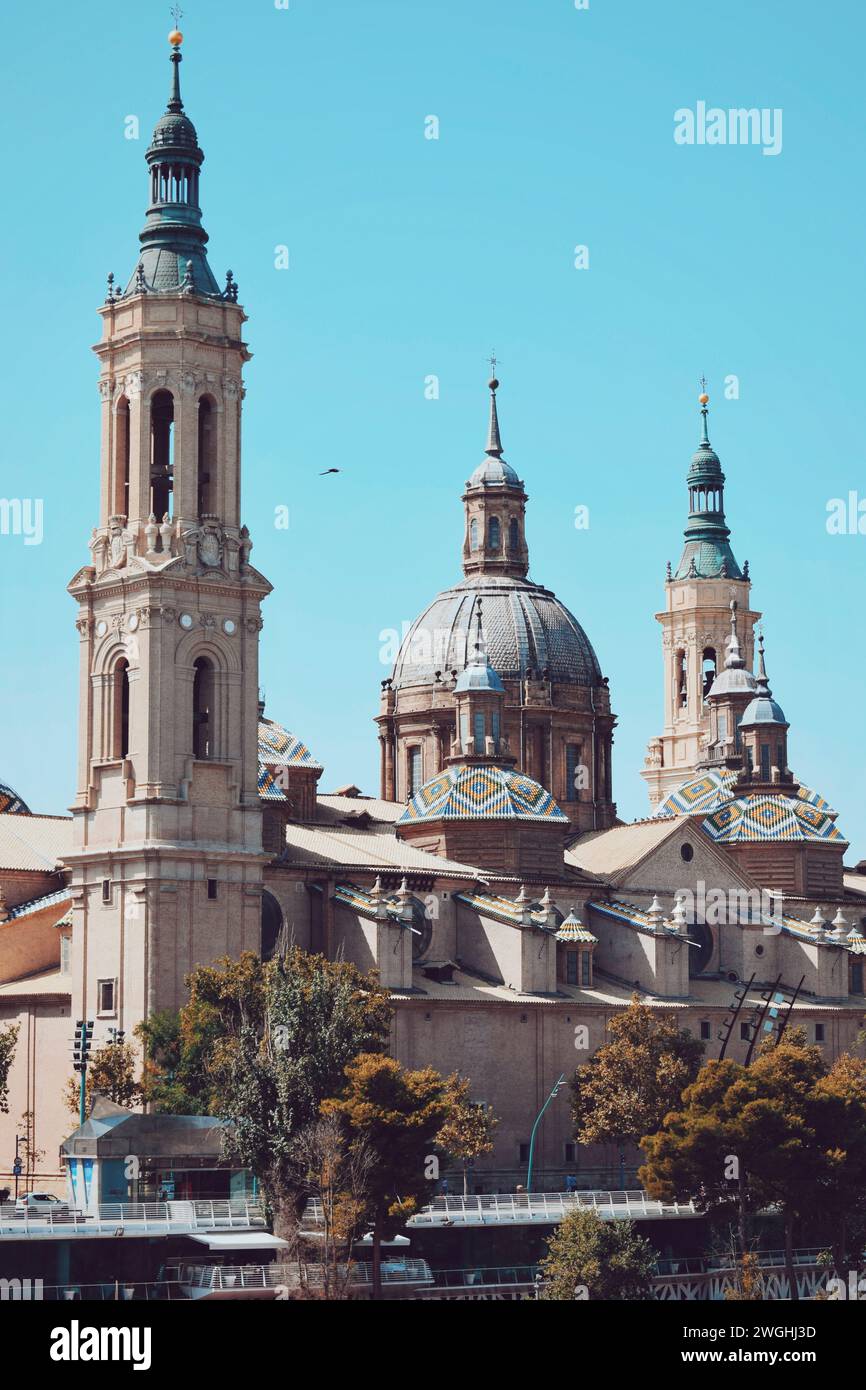 Basilica of Our Lady of Pilar in Zaragoza in Spain. July 12, 2022 Stock ...