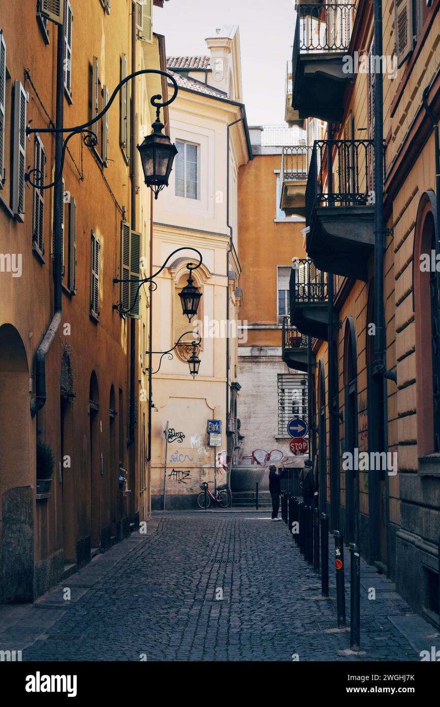 small street located in the center of Turin in Italy on May 7, 2022 ...