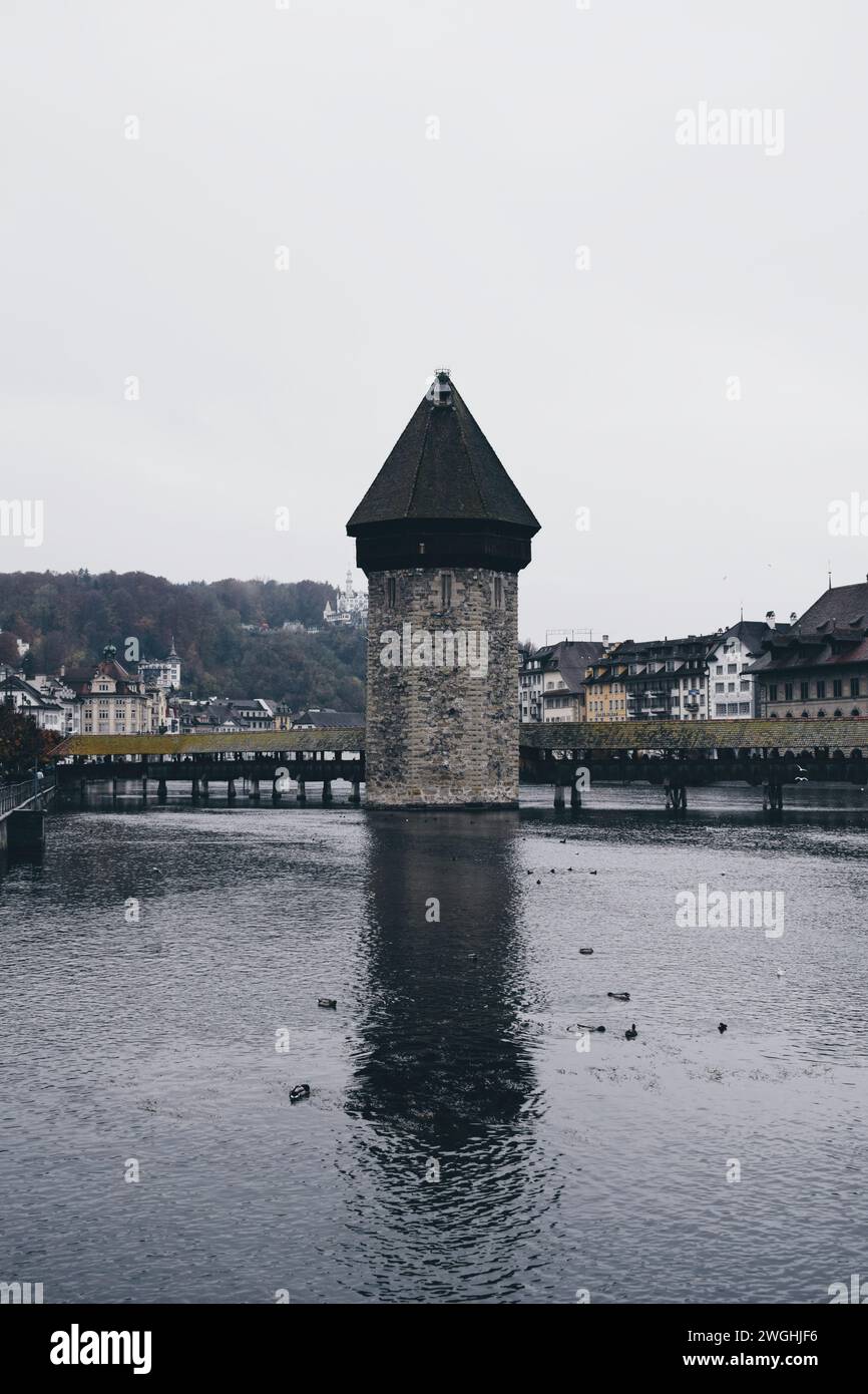 famous pedestrian bridge of the city of Lucerne in Switzerland on ...
