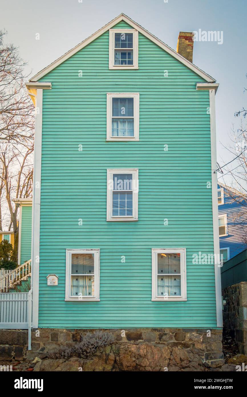 Marblehead, Massachusetts, USA - February 15, 2023; Downtown district ...