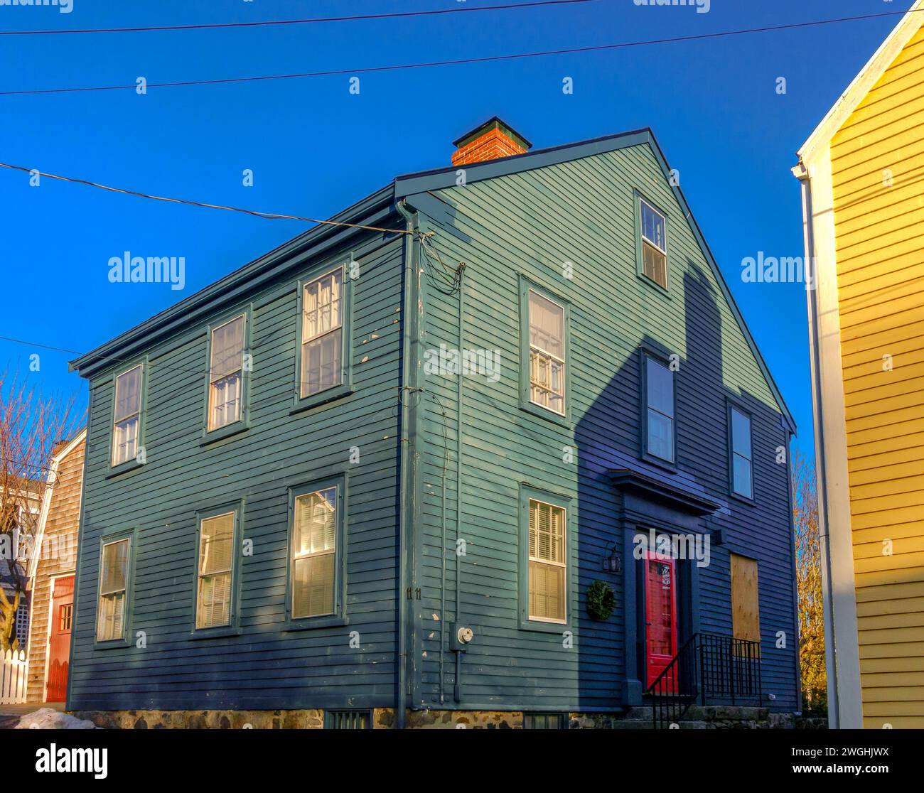 Marblehead, Massachusetts, USA - February 15, 2023; Downtown district ...