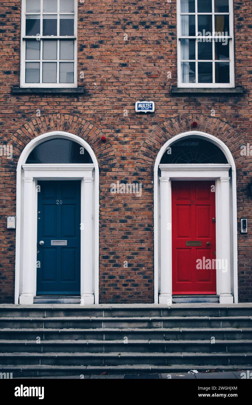 different colored doors in Dublin, Ireland, on November 18, 2019 Stock ...