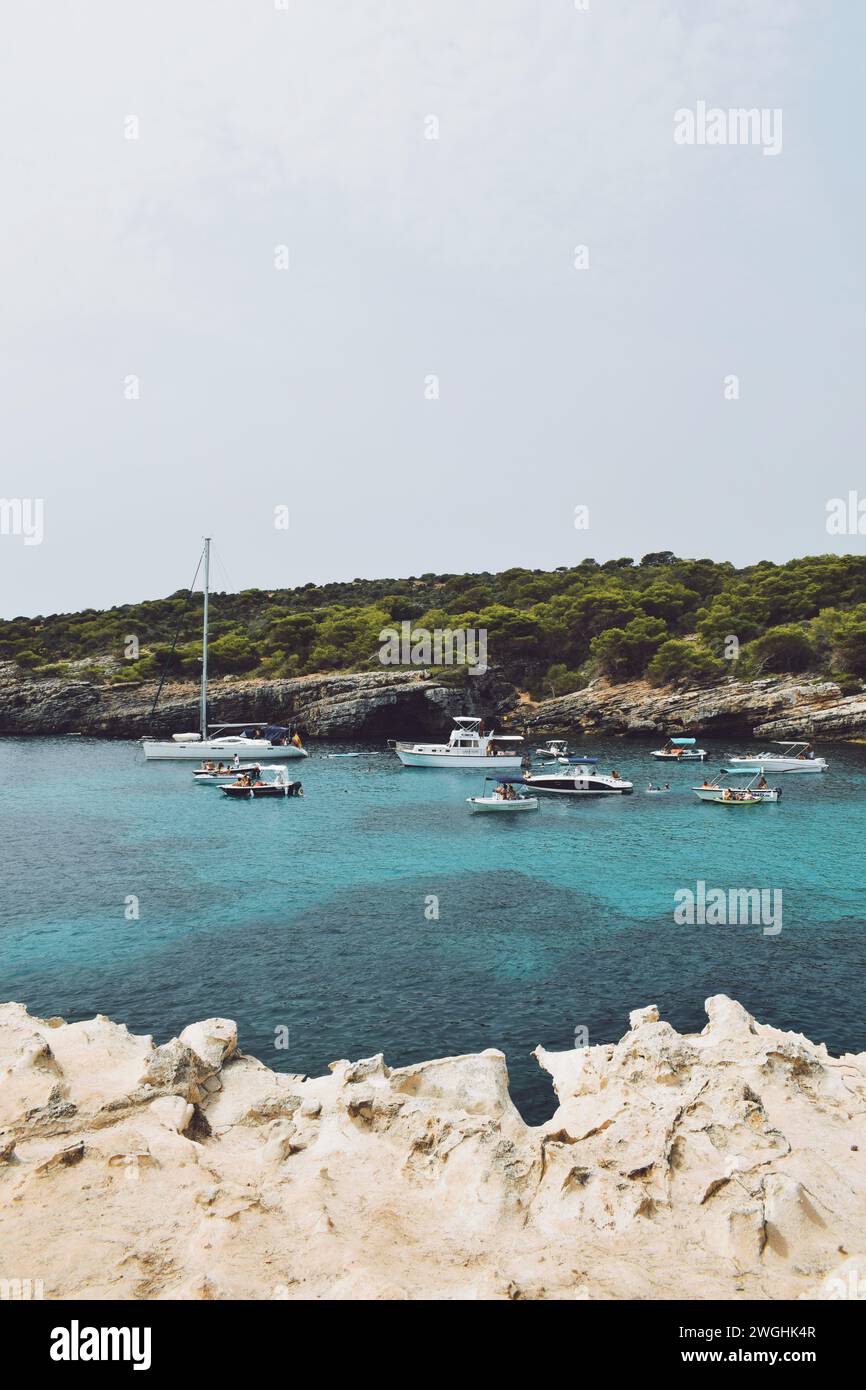 small cove located on the island of Menorca in Spain, on August 8, 2021 ...