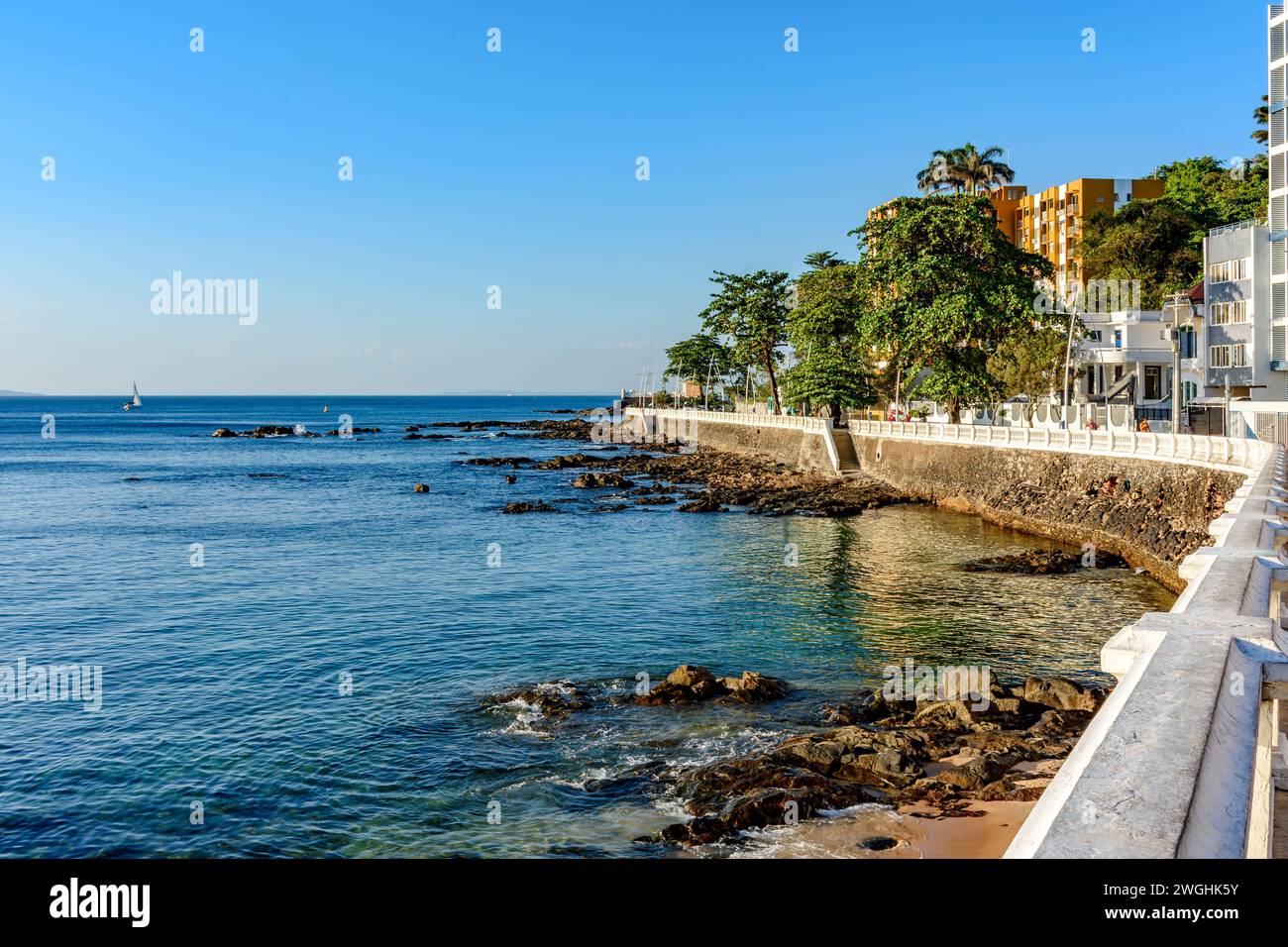Seafront of the city of Salvador in Bahia in the Porto da Barra ...