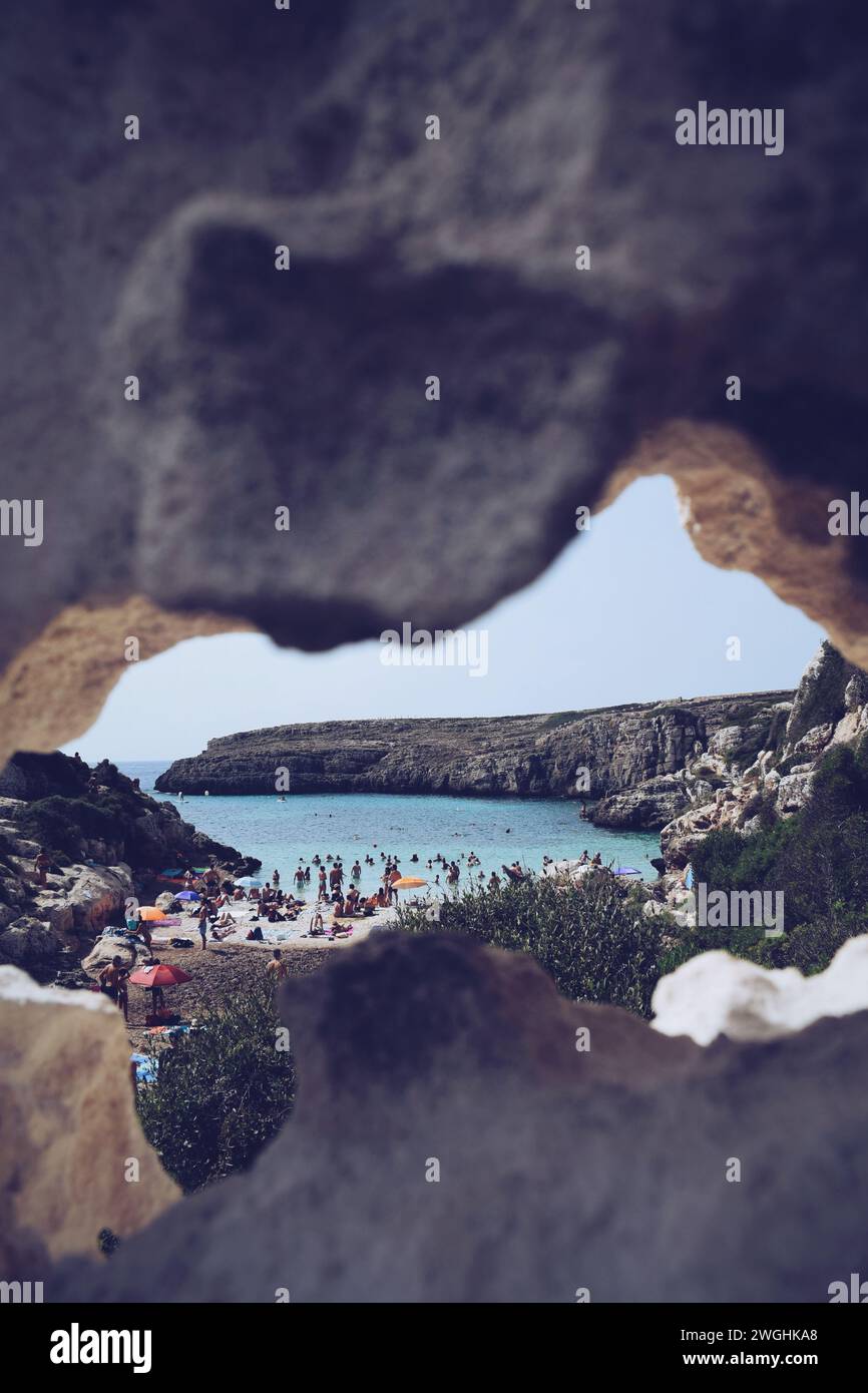 small cove located on the island of Menorca in Spain, on August 8, 2021 ...