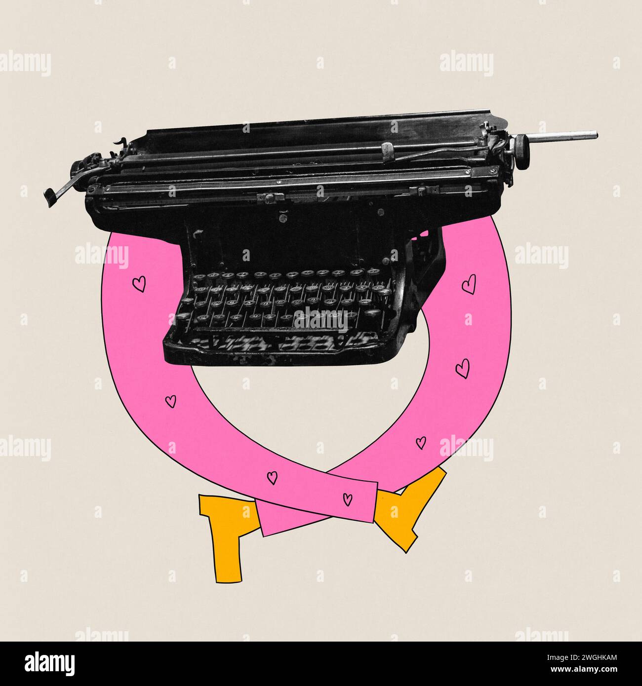 Modern aesthetic artwork. Vintage keyboard, typing machine sitting ...